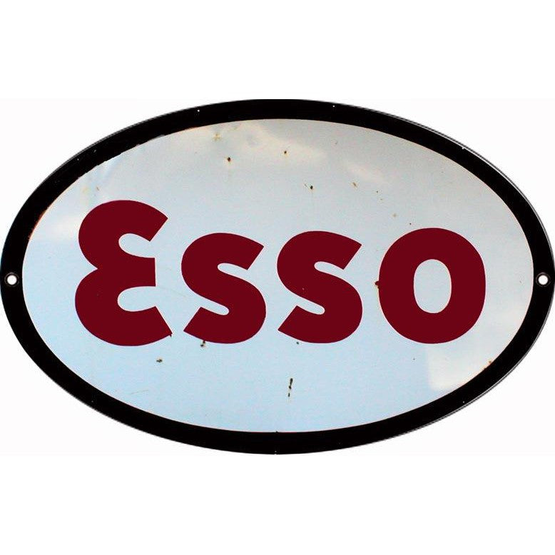 Aged Oval Esso Metal Sign – Grease Monkey Garage