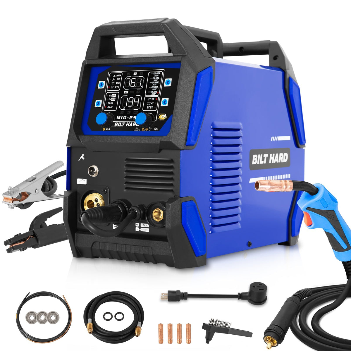 BILT HARD 250A MIG Welder, Gas MIG/Flux Core MIG/Lift TIG/Stick 4-in-1 ...
