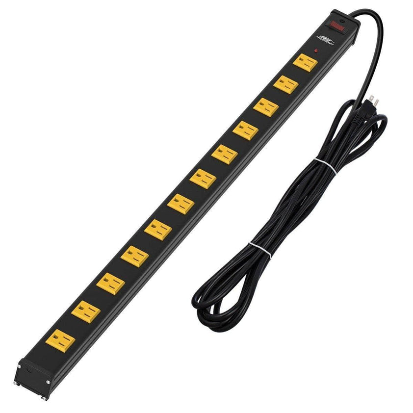 CRST 2.6" Wide Spaced 12 Outlets Mountable Metal Power Strip Surge Pro ...
