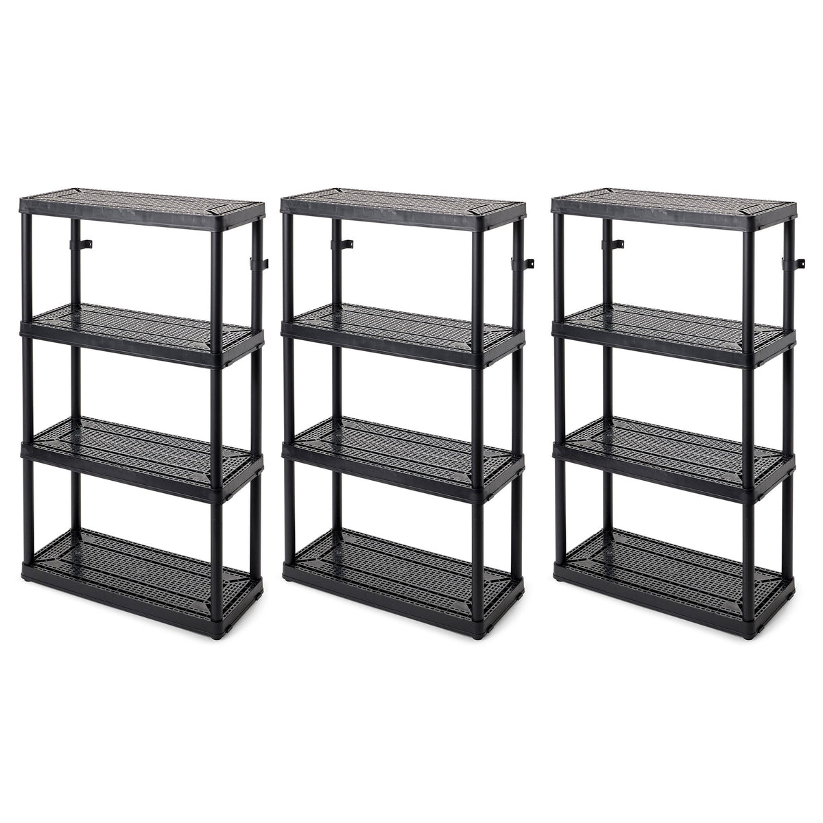 Gracious Living 4 Shelf Fixed Height Medium Duty Storage Unit, Black ...