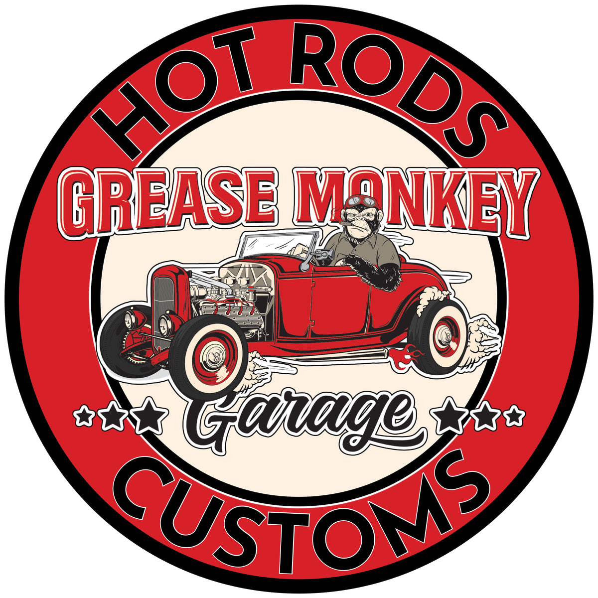 Grease Monkey Garage Hots Rods and Customs Metal Sign