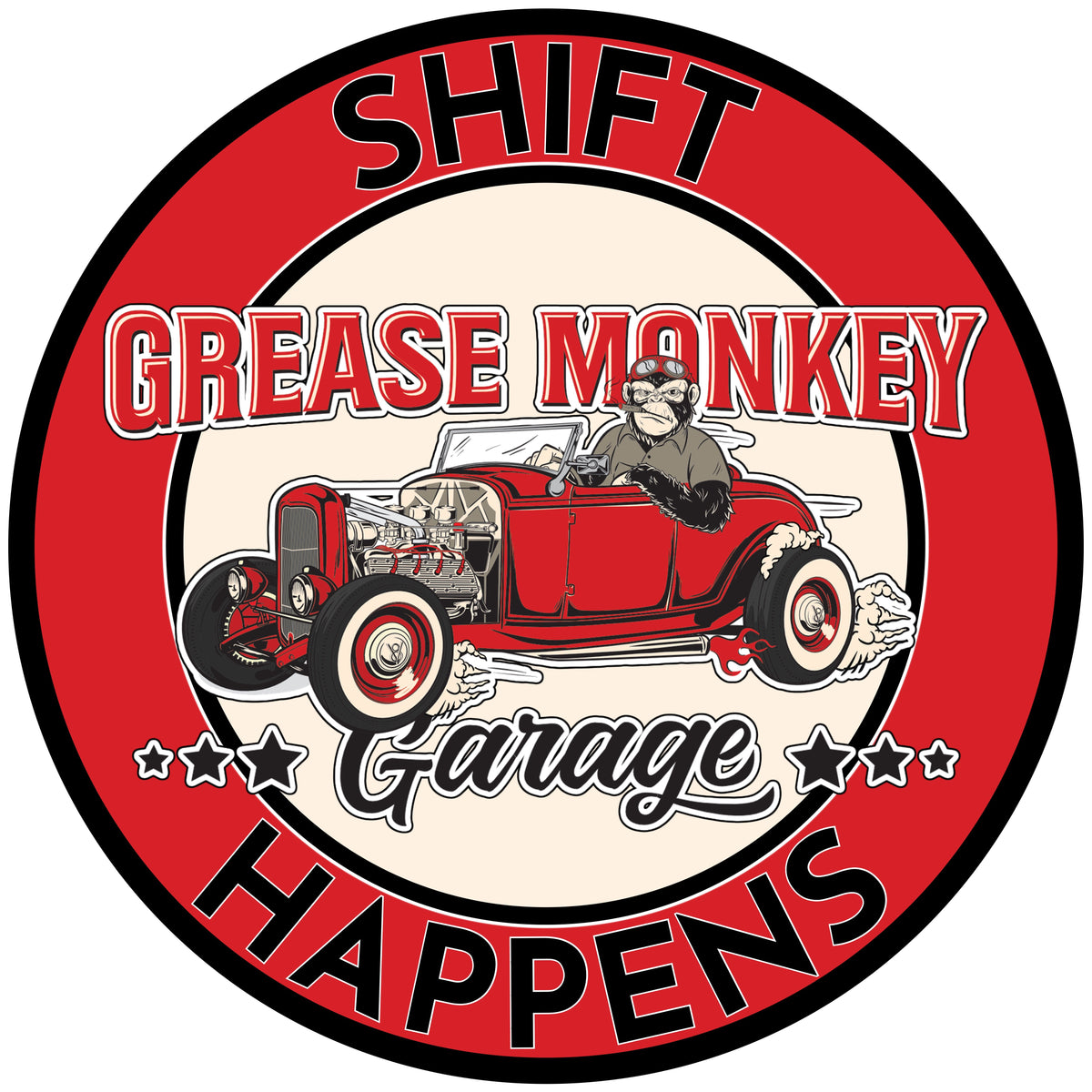 Grease Monkey Garage Shift Happens Metal Sign