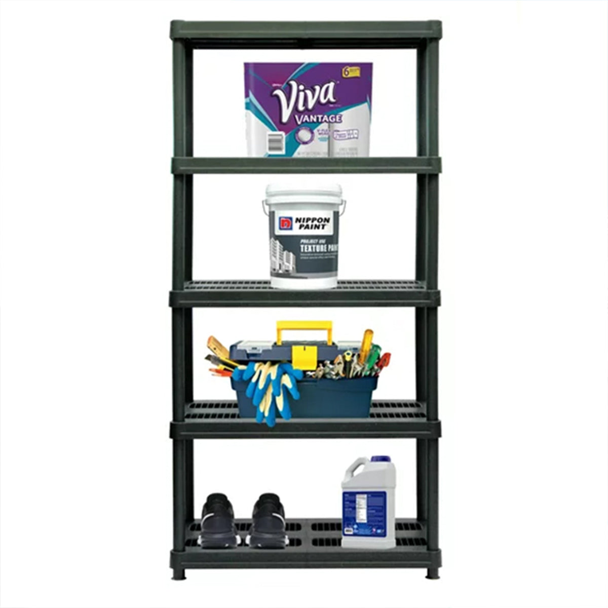 Juggernaut Storage 72 Inch 5 Shelf Plastic Utility Shelving Storage Un ...