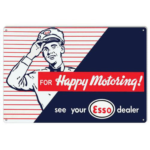 See Your Esso Dealer for Happy Motoring! Metal Sign – Grease Monkey Garage