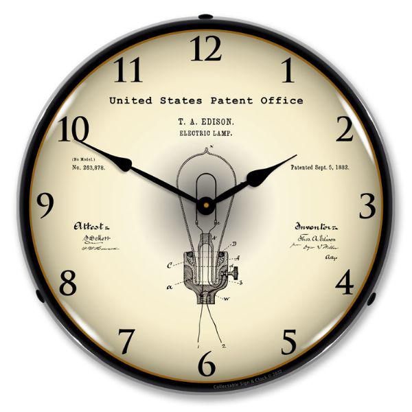 1882 Edison Bulb Patent Backlit LED Clock – Grease Monkey Garage