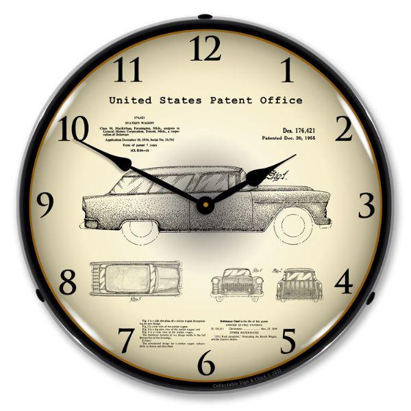 1955 Chevrolet Nomad Wagon Patent Backlit LED Clock – Grease Monkey Garage