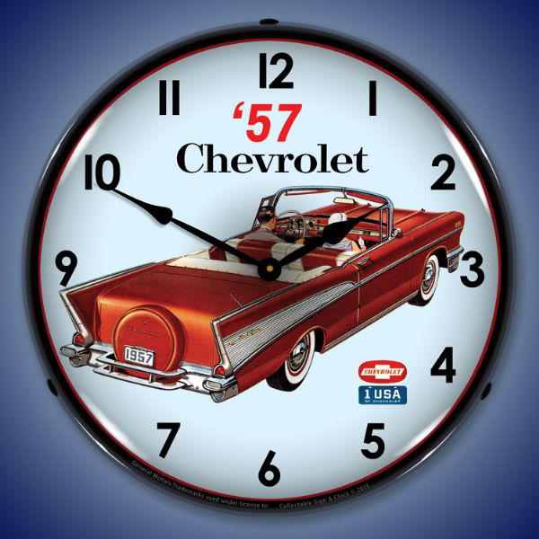 1957 Chevy Convertible Backlit LED Clock – Grease Monkey Garage
