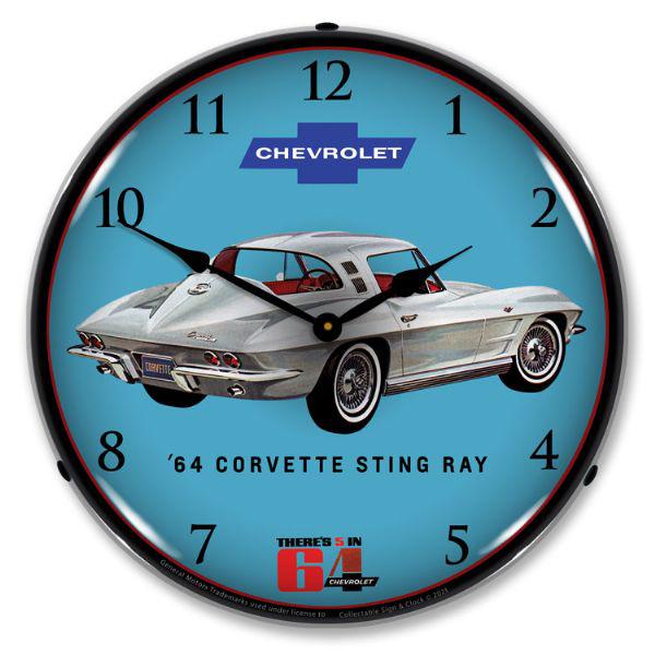 1964 Corvette Sting Ray Backlit LED Clock – Grease Monkey Garage