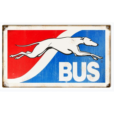 Aged Greyhound Bus Metal Sign – Grease Monkey Garage