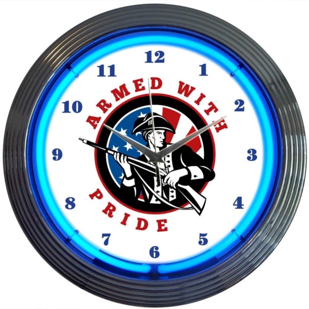 Neonetics Armed with Pride Firearms Neon Clock | Grease Monkey Garage