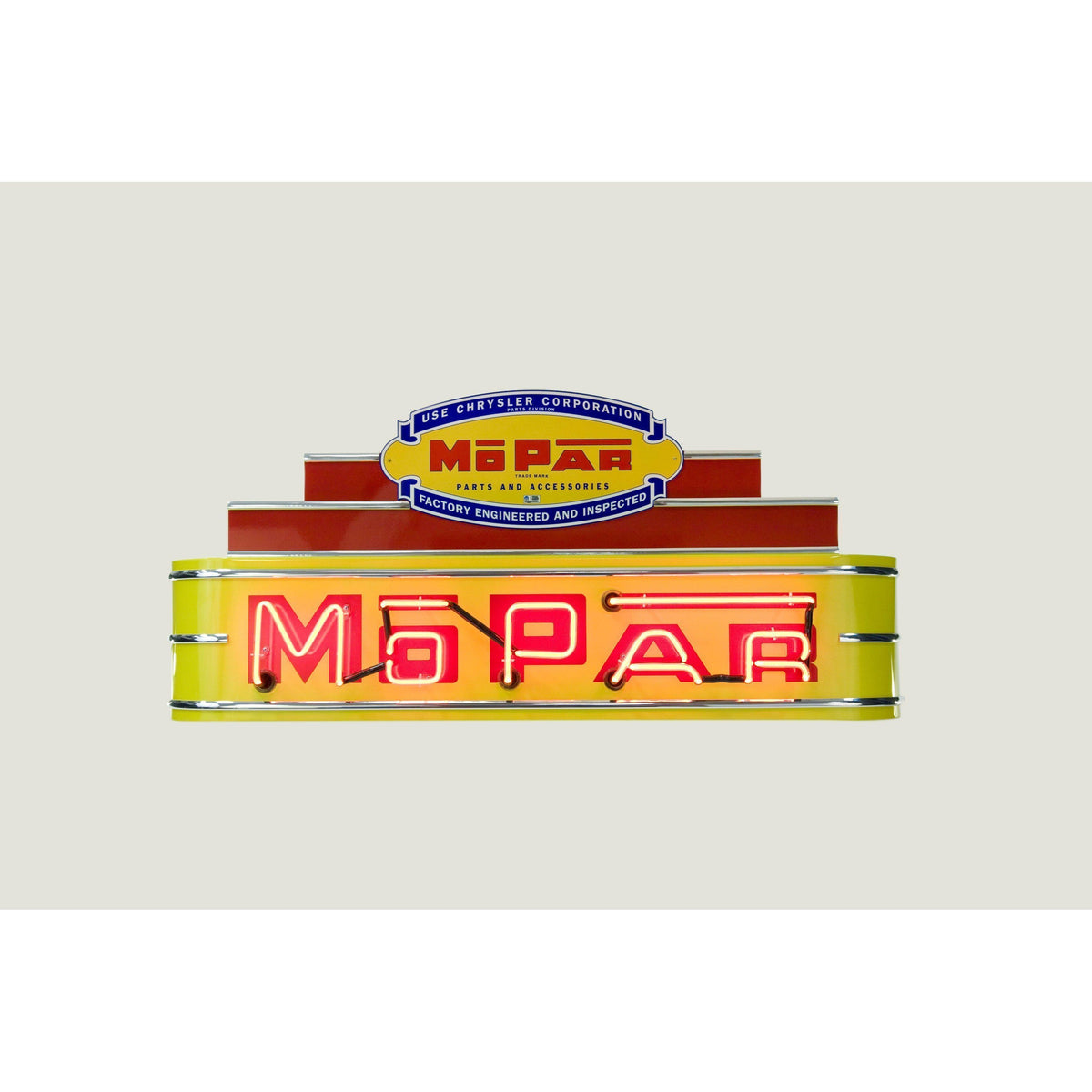 Art Deco Marquee Mopar Yellow Neon Sign – Grease Monkey Garage