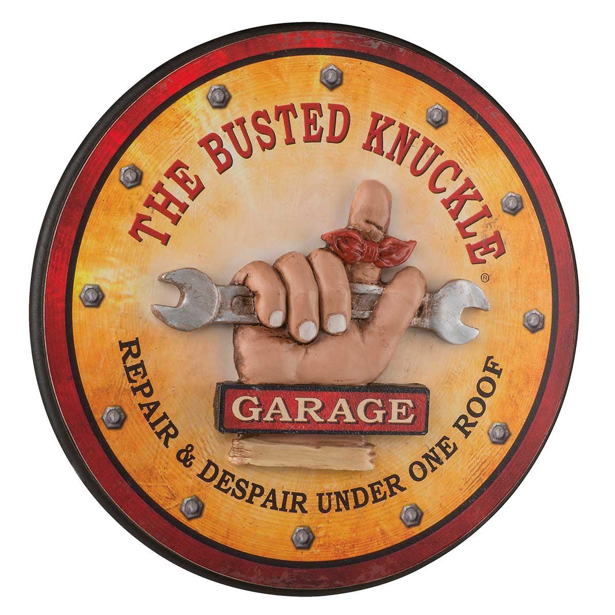 Busted Knuckle Garage Round Pub Sign – Grease Monkey Garage