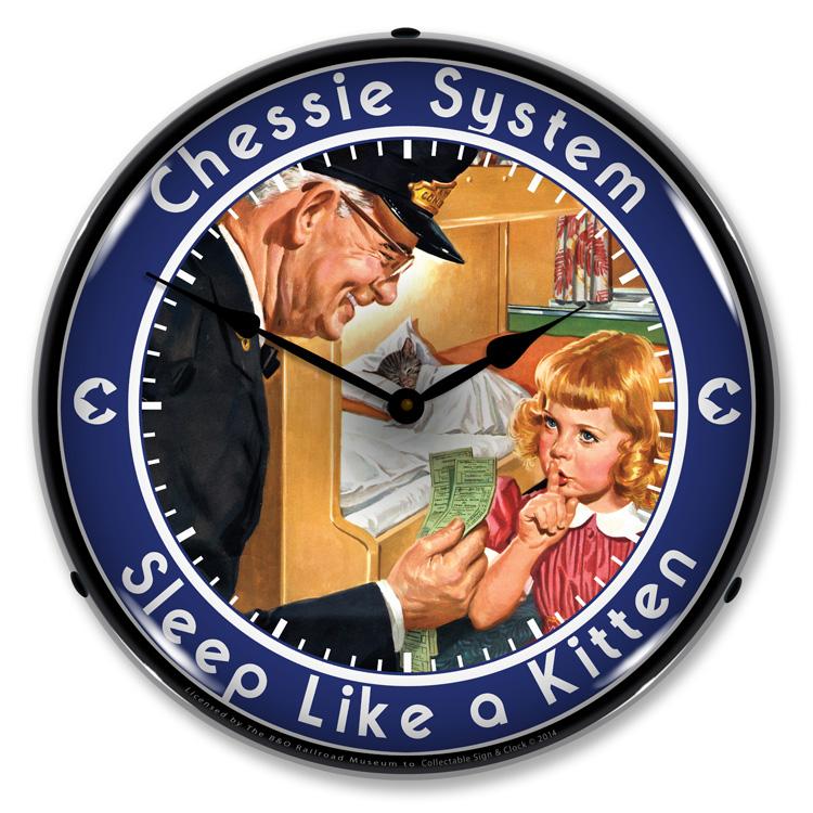 Chessie Sleep Like a Kitten LED Clock – Grease Monkey Garage
