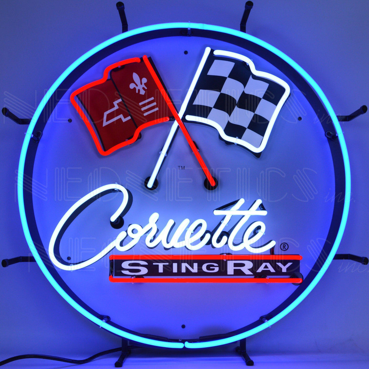 Neonetics Corvette C2 Stingray Round Neon Sign with Backing | Grease ...