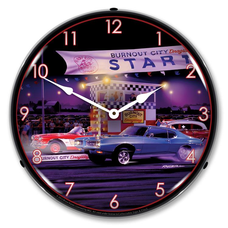 Drag City LED Clock – Grease Monkey Garage