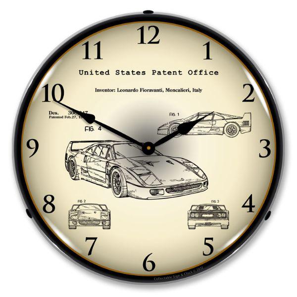 F40 Ferrari Automobile Patent Backlit LED Clock – Grease Monkey Garage