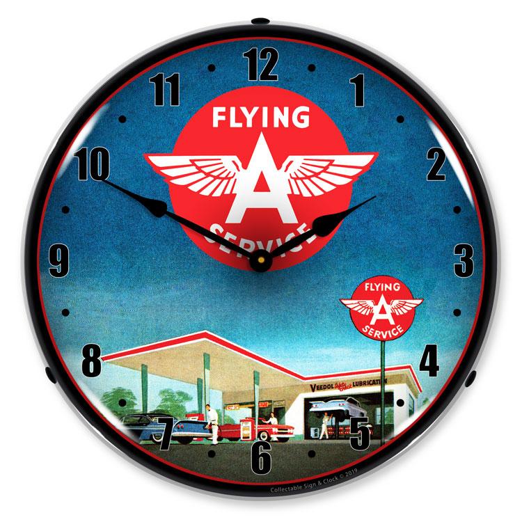Flying A Gas Station LED Clock – Grease Monkey Garage