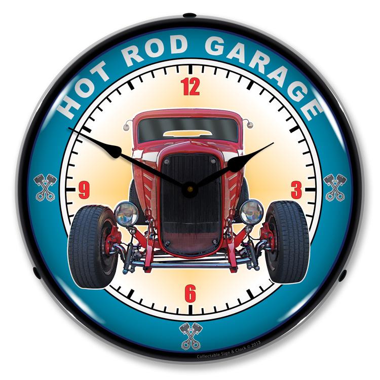 Hot Rod Garage LED Clock – Grease Monkey Garage