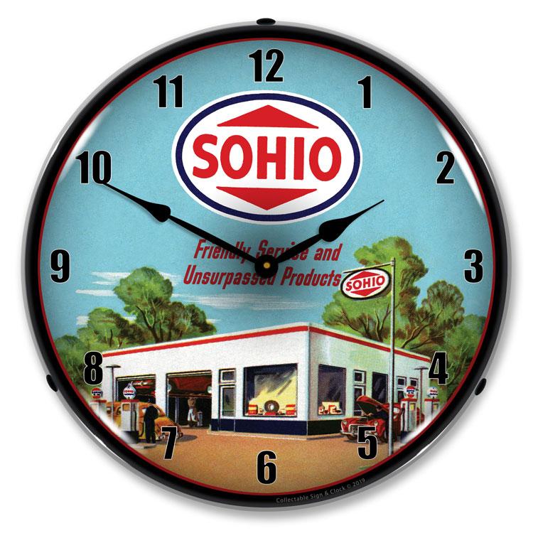 Sohio Gas Station LED Clock – Grease Monkey Garage