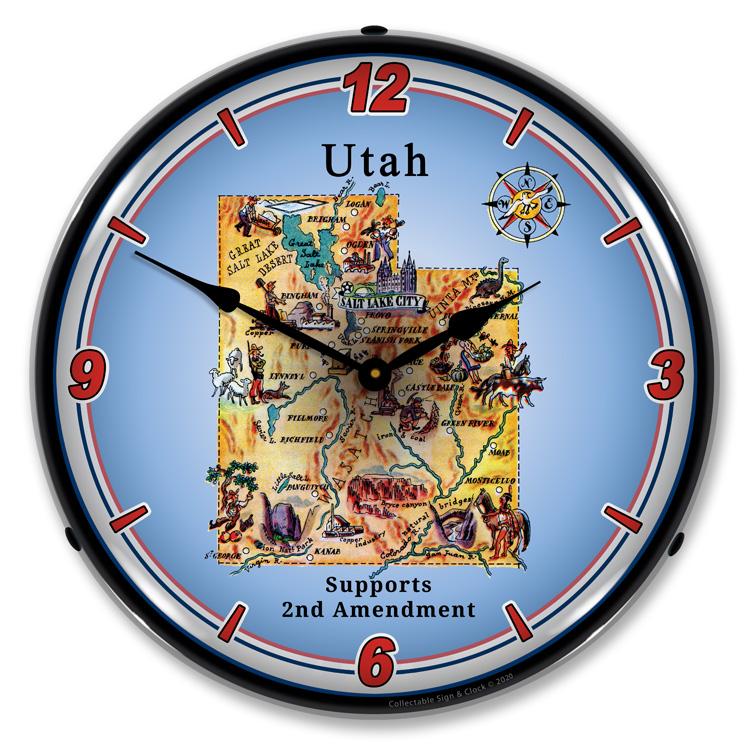 Utah Supports the 2nd Amendment LED Clock – Grease Monkey Garage