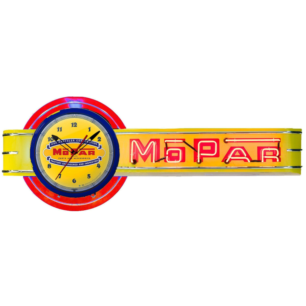 Yellow Offset Mopar Neon Clock Sign – Grease Monkey Garage