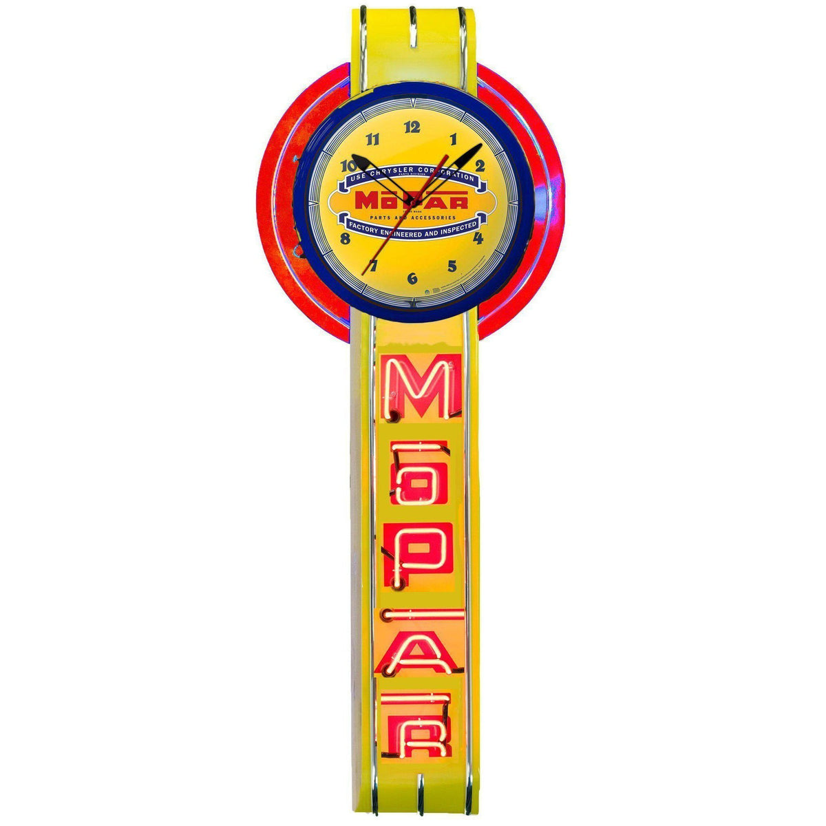 Yellow Vertical Mopar Neon Clock Sign – Grease Monkey Garage